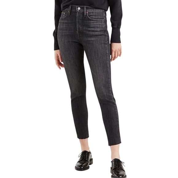 Levi's | Jeans | Levis Wedgie Skinny Jeans Button Fly Light Wash Faded Black Raw Hem Waist 25 ...
